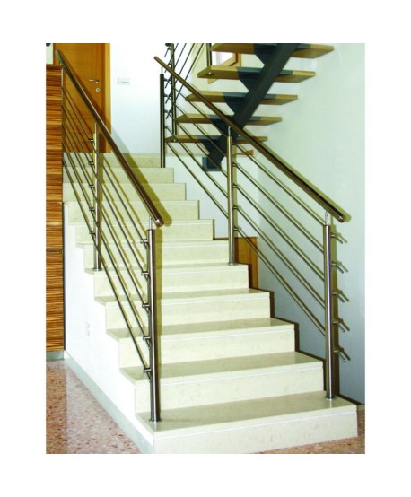 Baranda doble de acero inoxidable a los dos lados de la escalera Nº8008