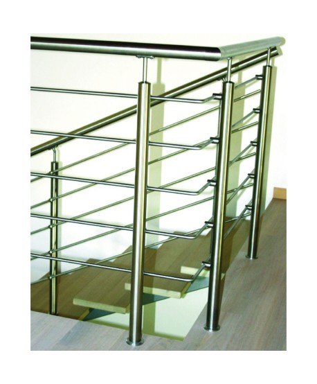 Baranda sencilla de acero inoxidable satinado en esquina Nº8013