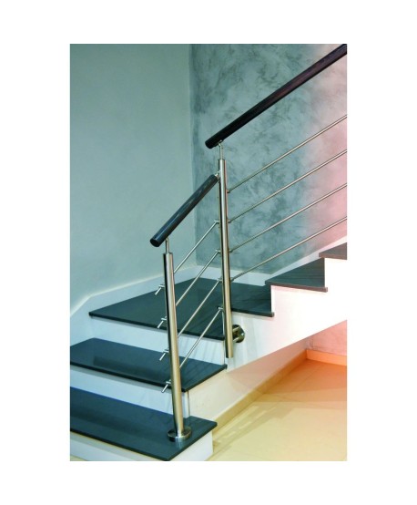 Baranda de acero inoxidable con pasamanos de madera wengué Nº8076