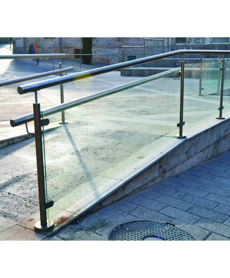 Barandilla de acero inoxidable con doble pasamanos para minusválidos Nº8425