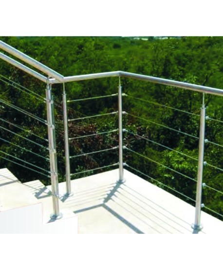 Baranda acero inoxidable con cable y tensores en jardín exterior Nº8706