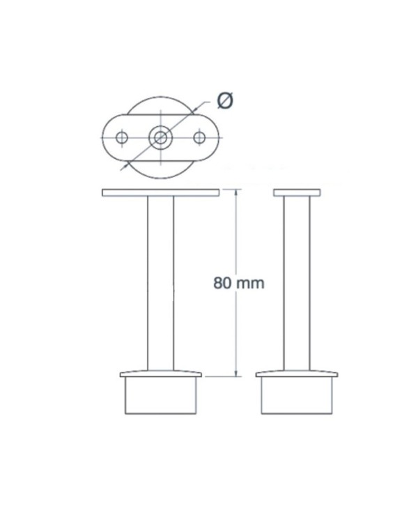 Soporte fijo de acero inoxidable satinado para pasamanos plano 650-INOX